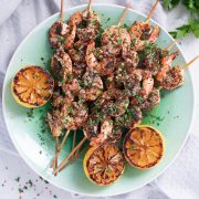 Grilled Turkish Shrimp Kebabs with Urfa Biber Garlic Butter | OMGfood