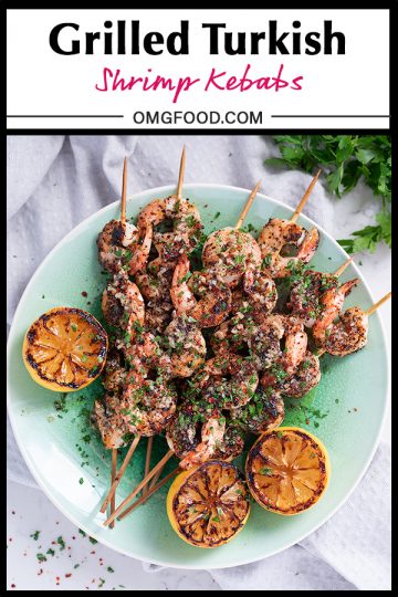Grilled Turkish Shrimp Kebabs with Urfa Biber Garlic Butter | OMGfood